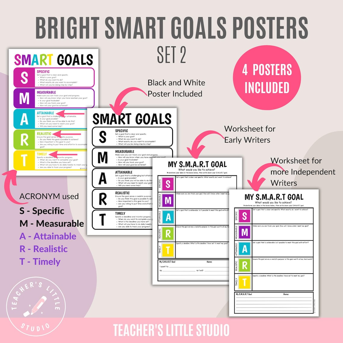 SMART Goals Posters | S.M.A.R.T Goal Setting | SMART Goal Worksheet ...