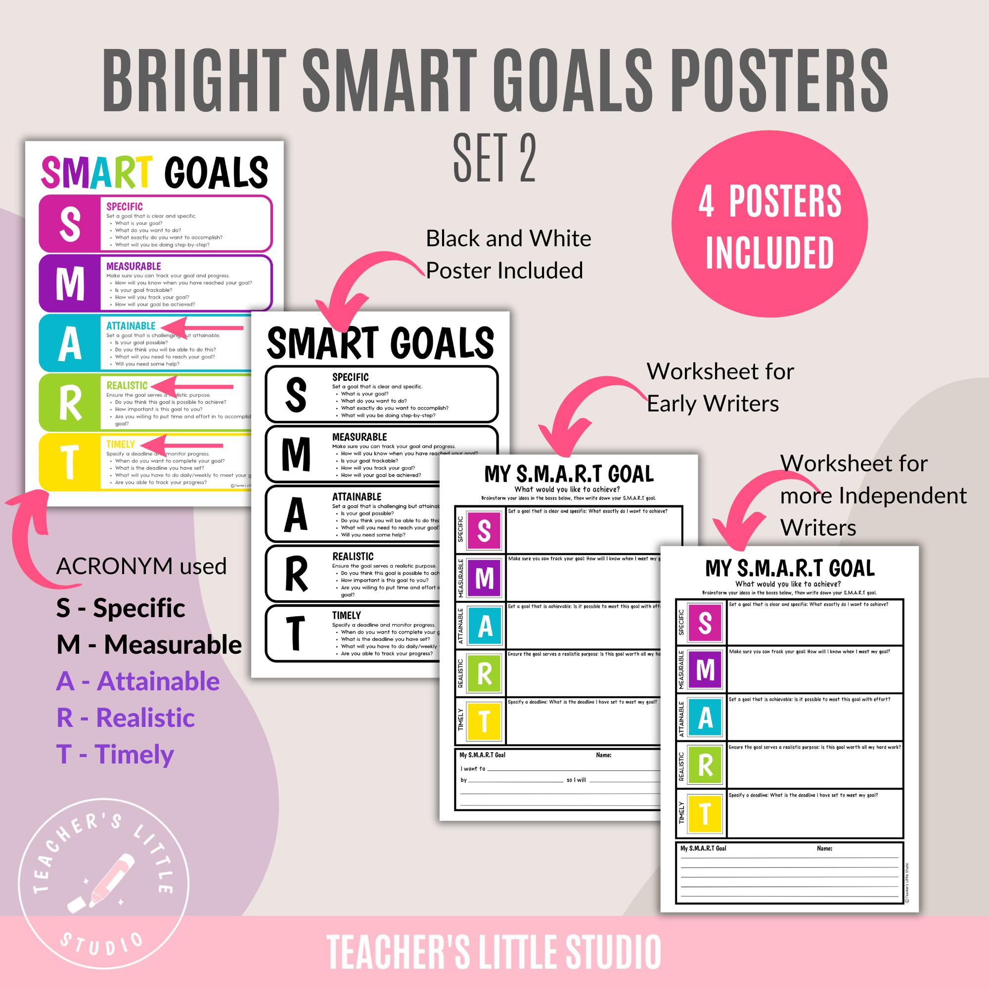 SMART Goals Posters | S.M.A.R.T Goal Setting | SMART Goal Worksheet ...
