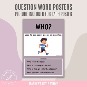 Question Word Poster Set | WH Question Visual Aids | ESL Grammar ...
