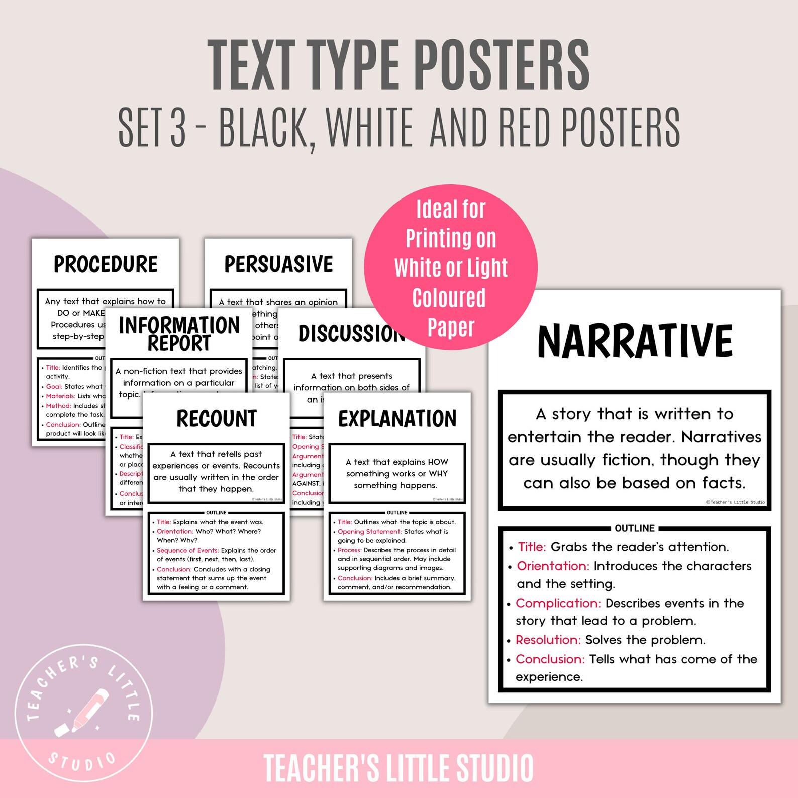 Text Type Posters English Educational Printables English Writing ...