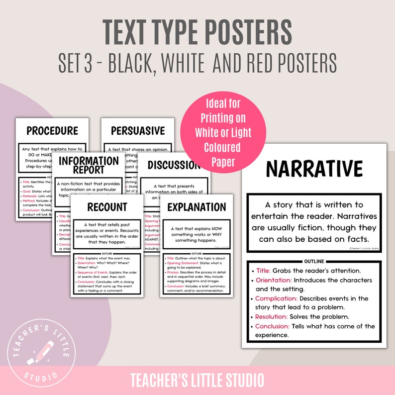 Text Type Posters English Educational Printables English Writing ...