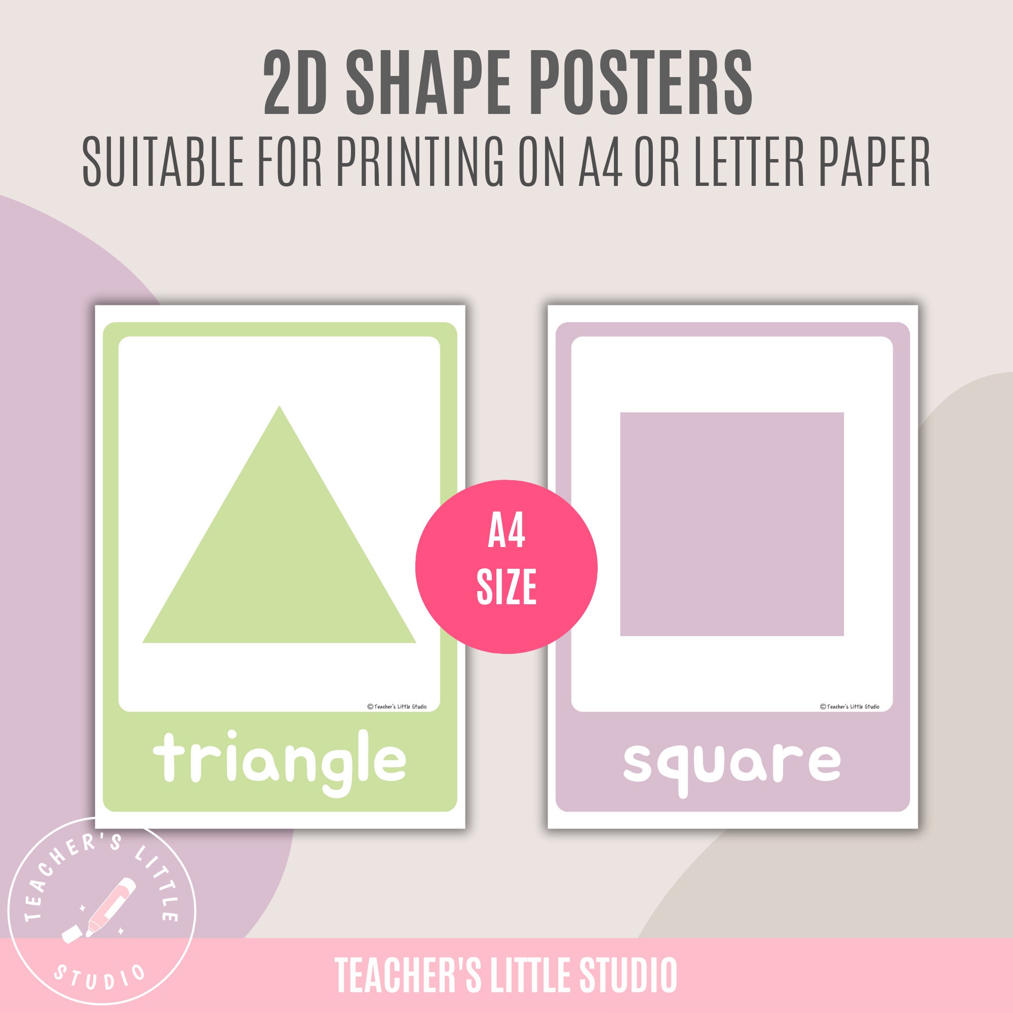 2D Shapes Poster Set | Pastel Classroom Decor | Printable Shape Posters ...
