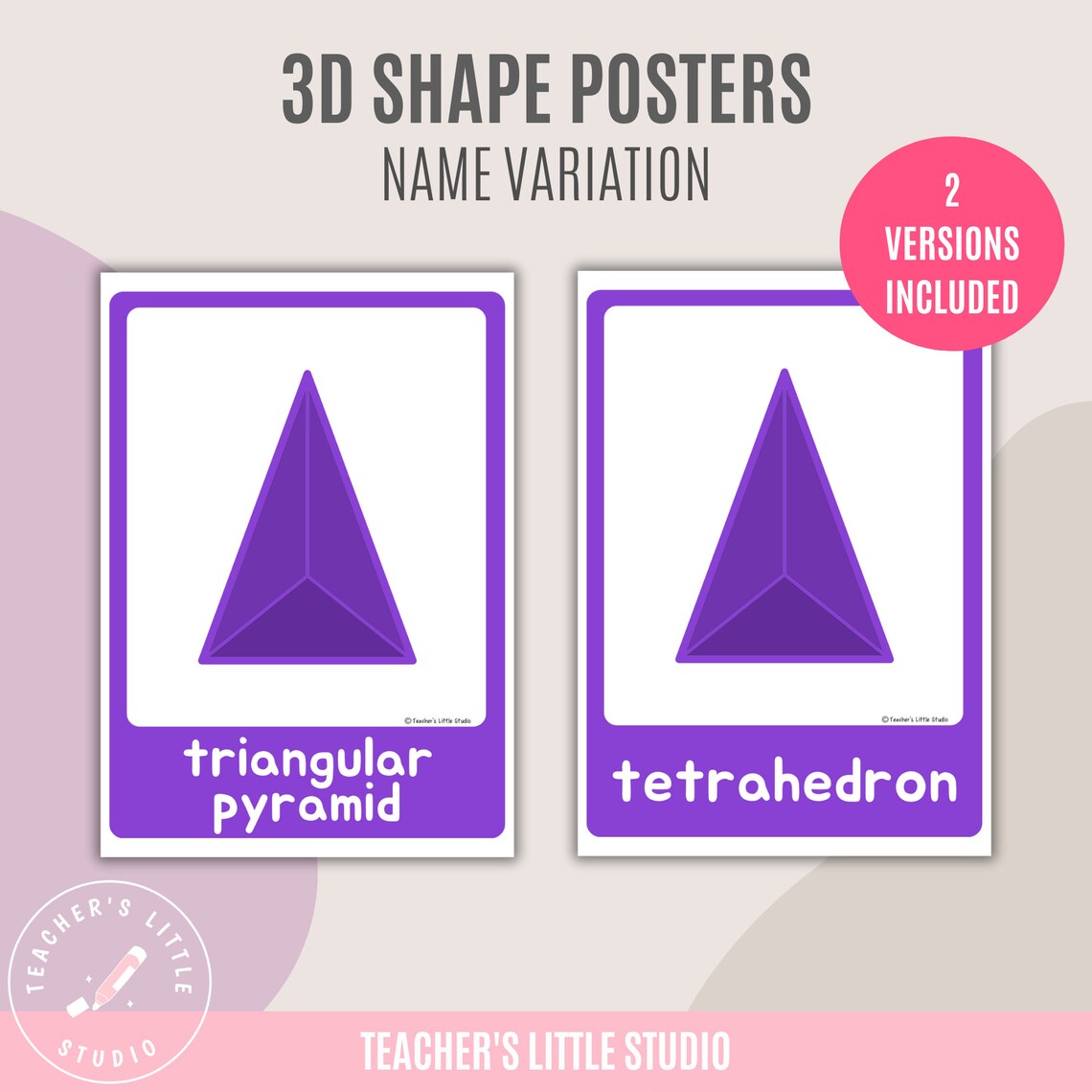 3D Shapes Poster Set 3D Objects Bright Classroom Decor Printable Shape ...