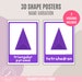 3D Shapes Poster Set 3D Objects Bright Classroom Decor Printable Shape ...