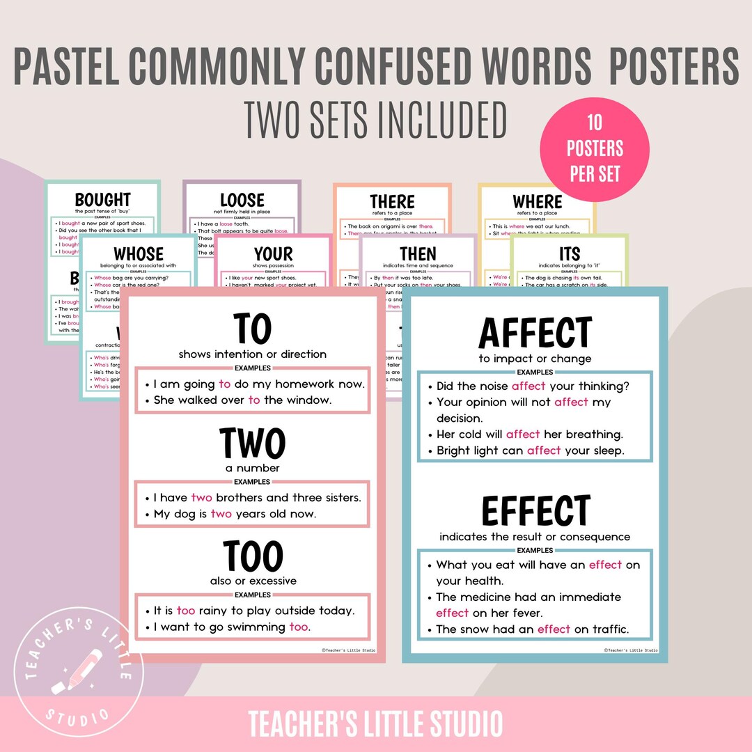 Commonly Confused Words Posters | English Grammar Posters | Pastel ...