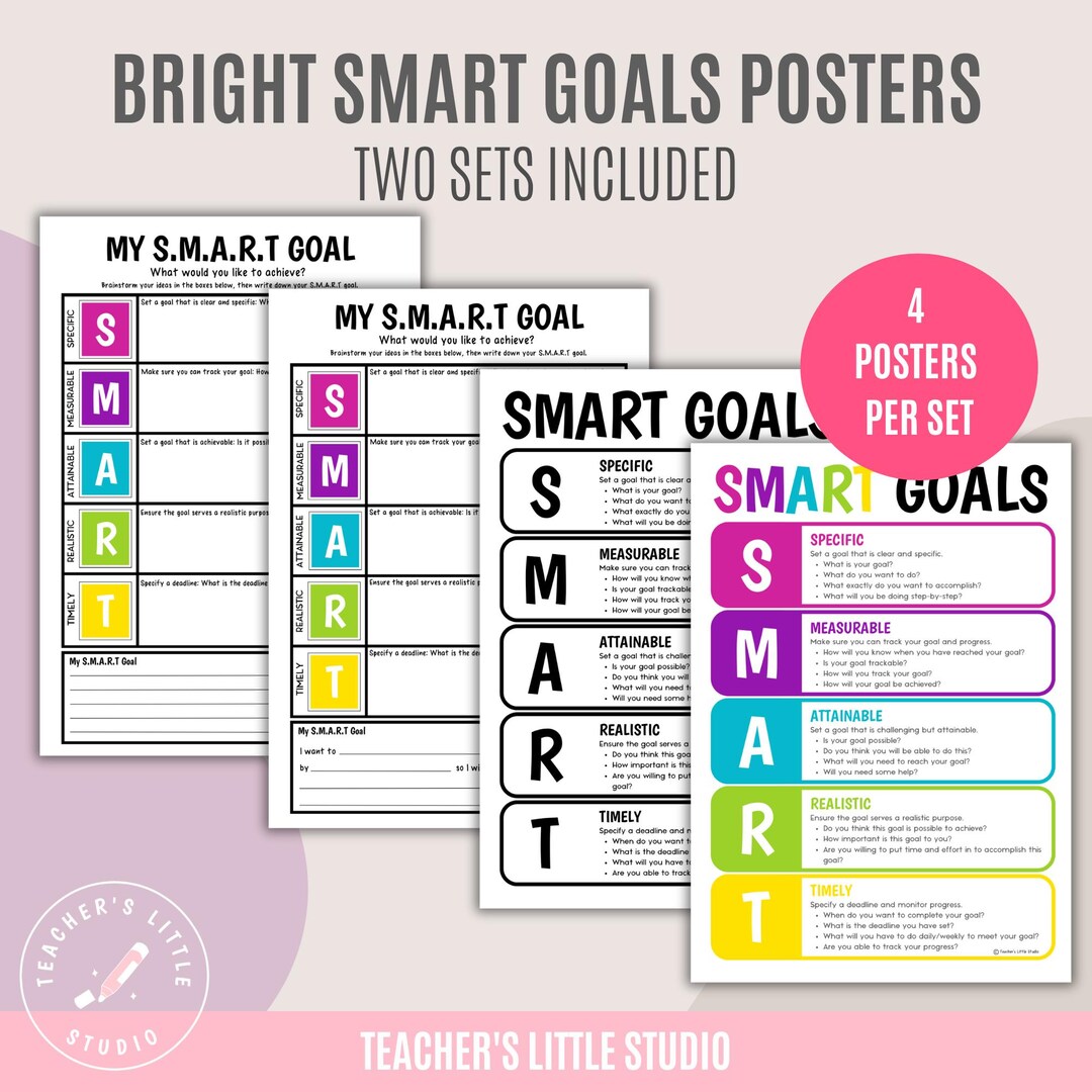 SMART Goals Posters | S.M.A.R.T Goal Setting | SMART Goal Worksheet ...
