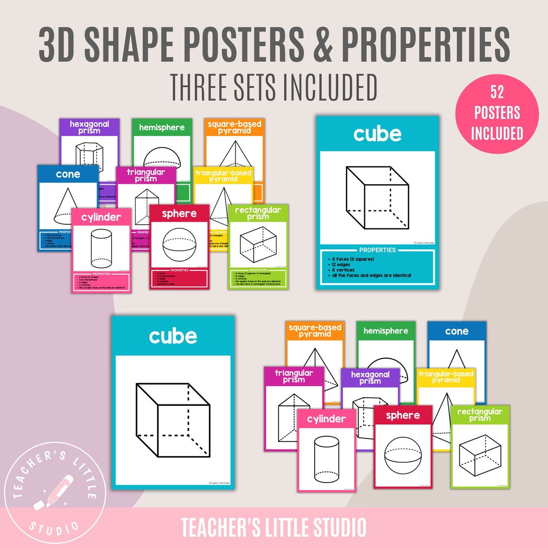 3D Shape Poster Sets With Properties | Printable Shape Posters With ...