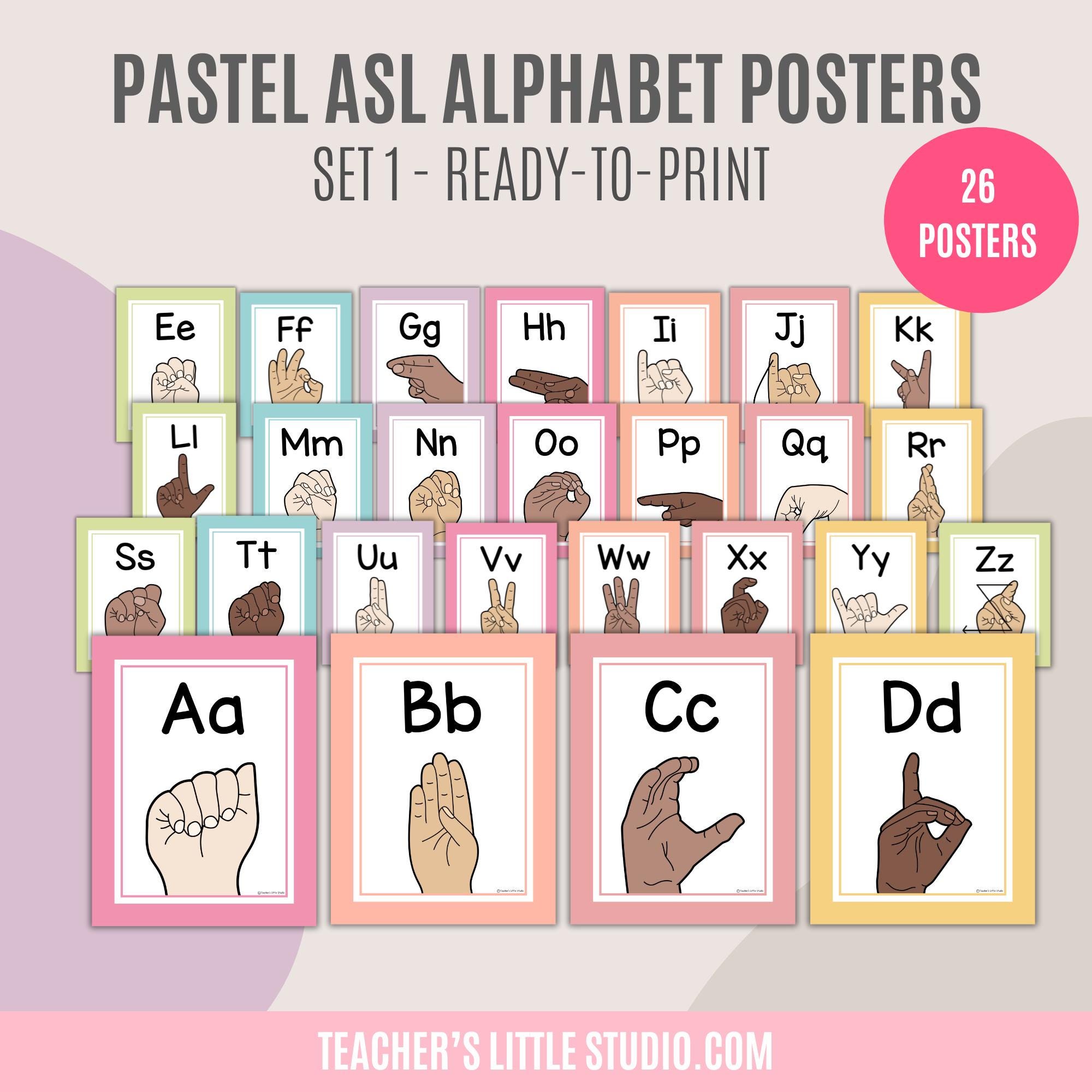 ASL Alphabet Posters | Printable Classroom Alphabet | Editable in Canva ...