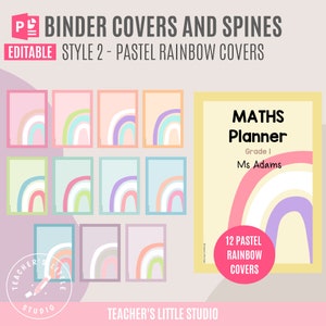 Pastel Binder Covers and Spines | Pastel Rainbow Binder Labels ...