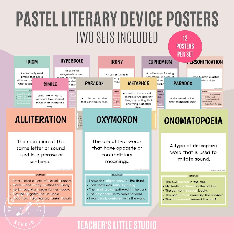 Literary Devices Posters | Figurative Language Set | English Posters ...