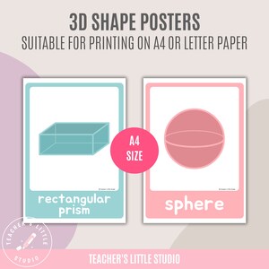 3D Shapes Poster Set | 3D Objects | Pastel Classroom Decor | Printable ...