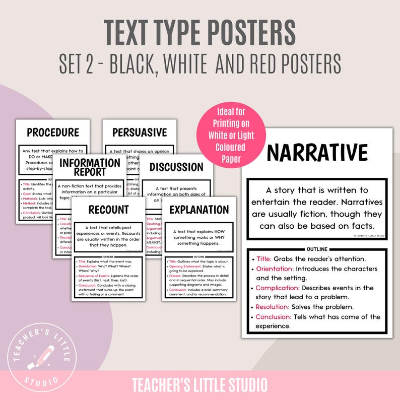 Text Type Posters | English Educational Printables | English Writing ...