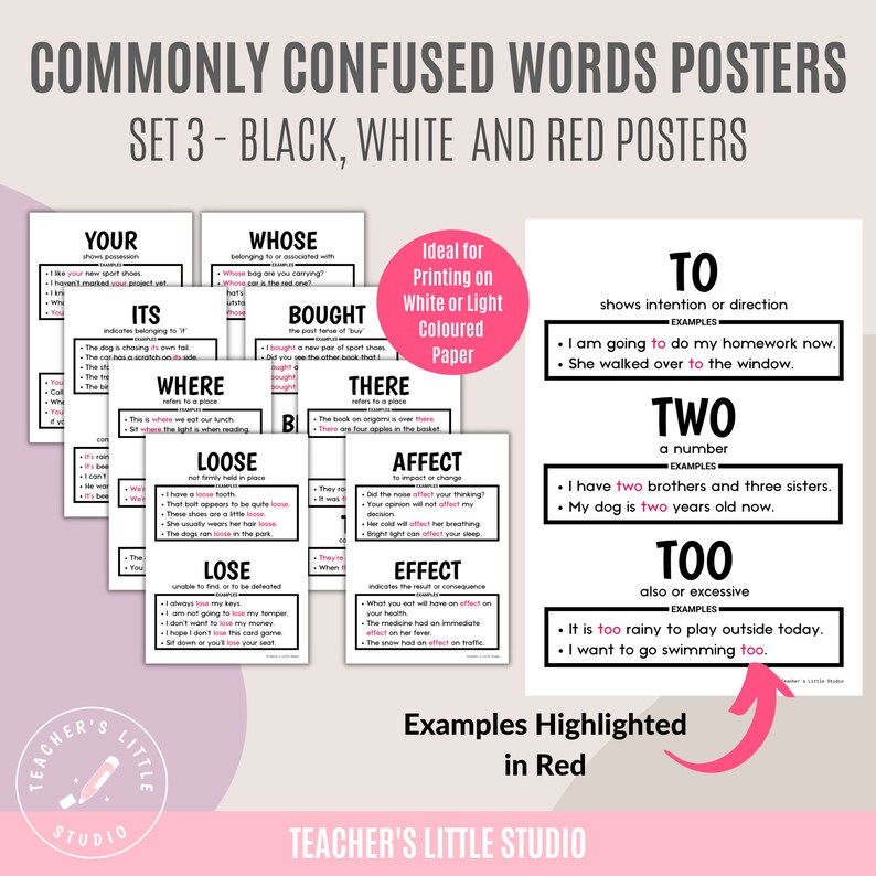 Commonly Confused Words Posters English Grammar Posters Pastel ...