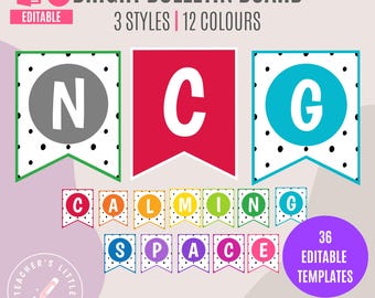 Bulletin Board Banner | Pastel Bunting Class Banner | Pastel Dotty ...