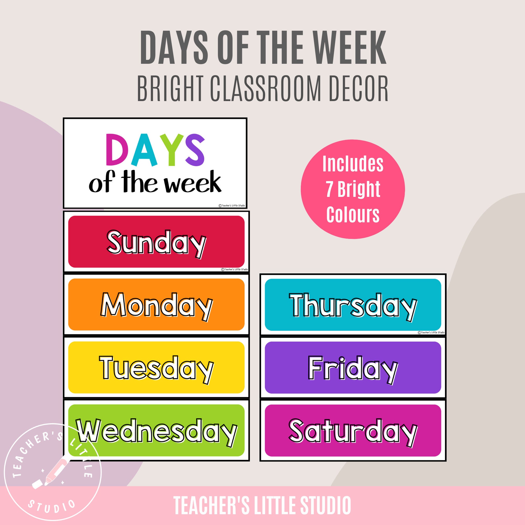 Days of the Week Months of the Year Classroom Display Posters Bright ...