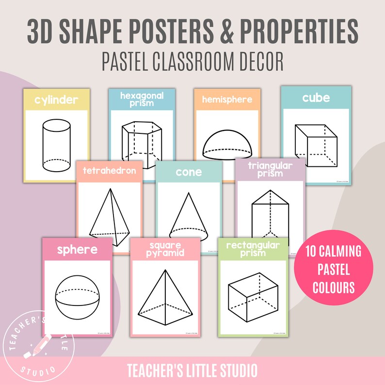 3D Shape Poster Sets With Properties Printable Shape Posters - Etsy