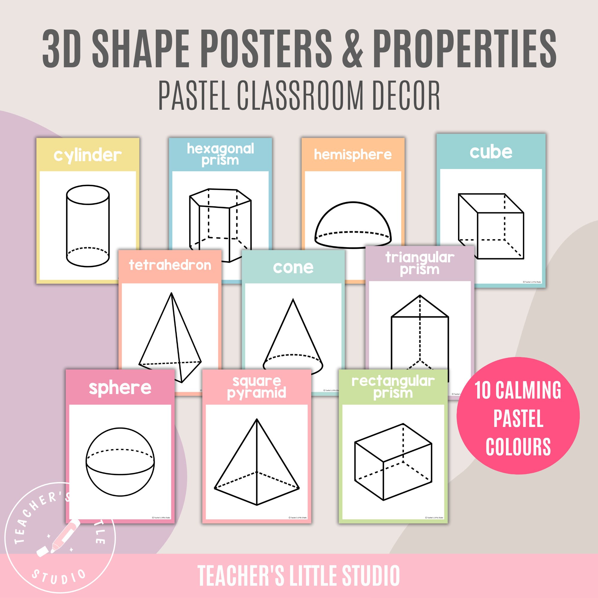 3D Shape Poster Sets With Properties Printable Shape Posters With ...