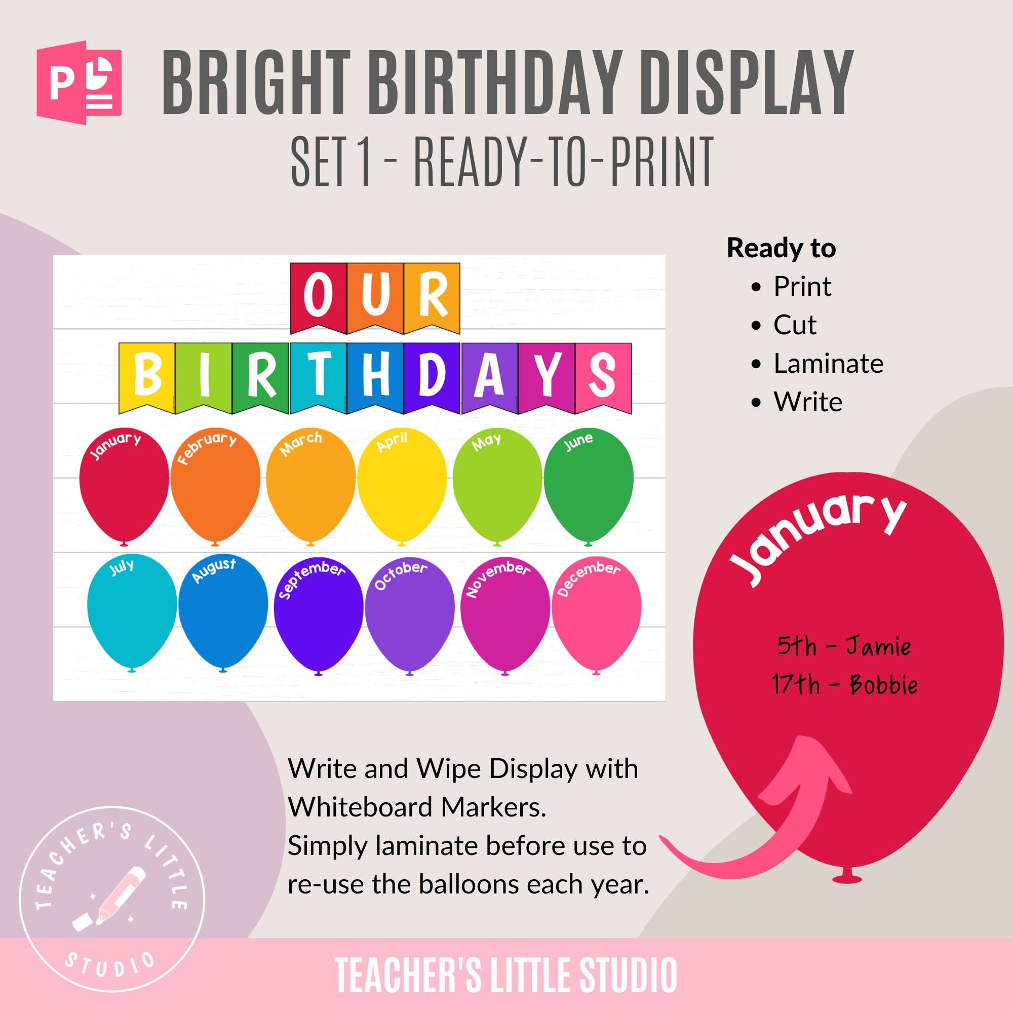 Bright Balloon Birthday Display Classroom Birthday Bulletin Board ...
