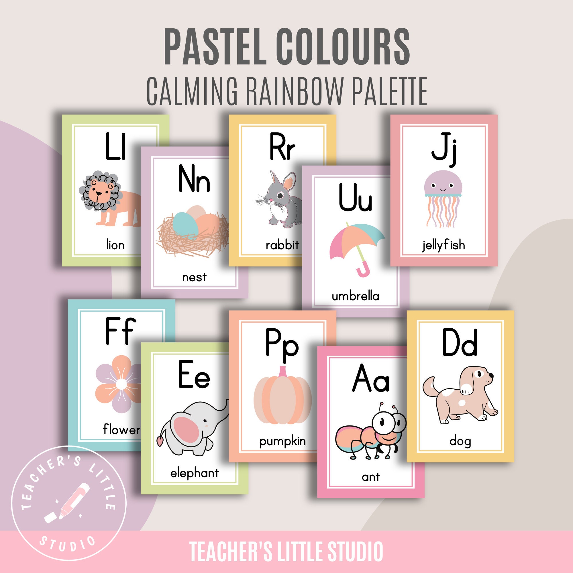 Pastel Alphabet Posters Classroom Decor Alphabet Wall - Etsy