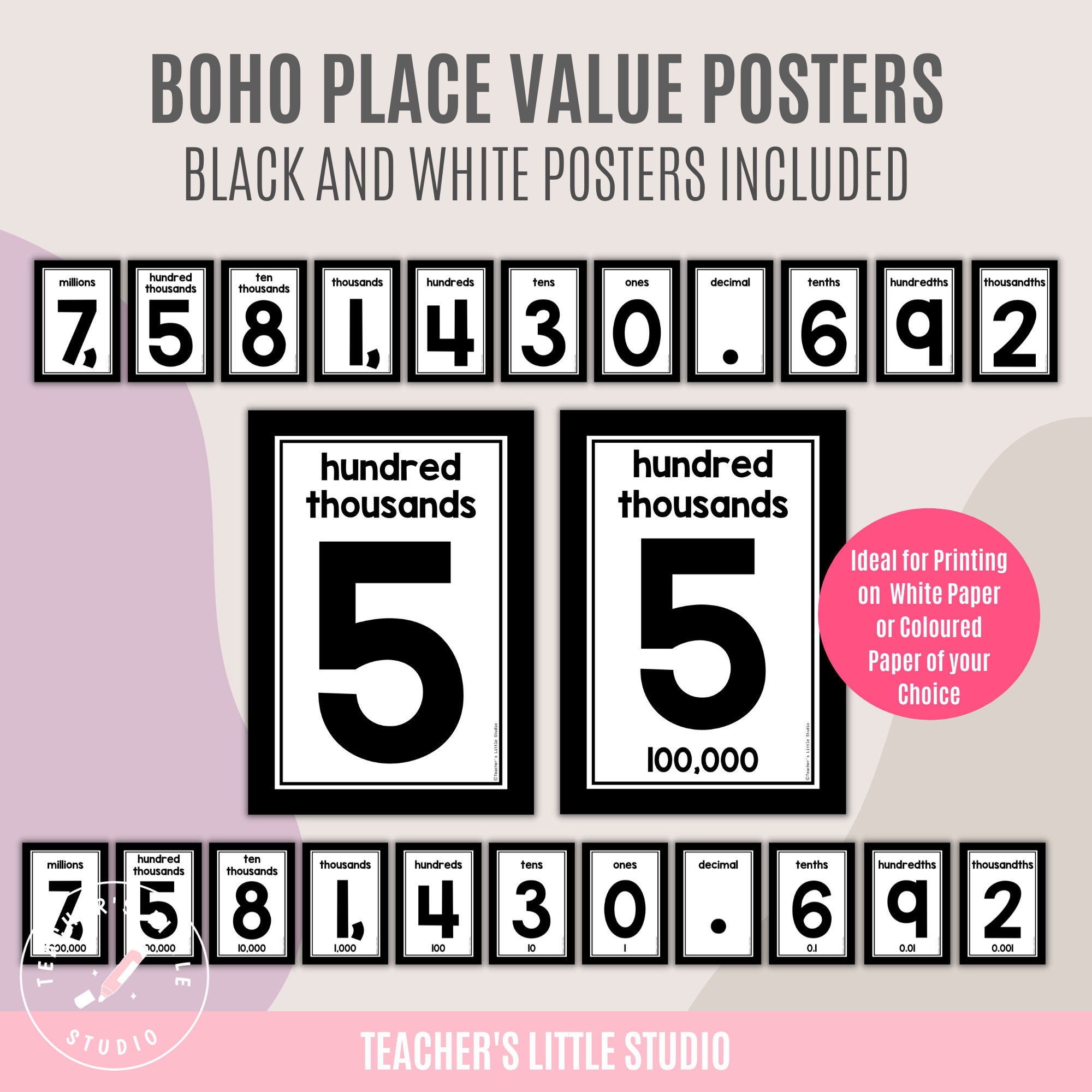 Place Value Posters Boho Classroom Decor Number Wall - Etsy