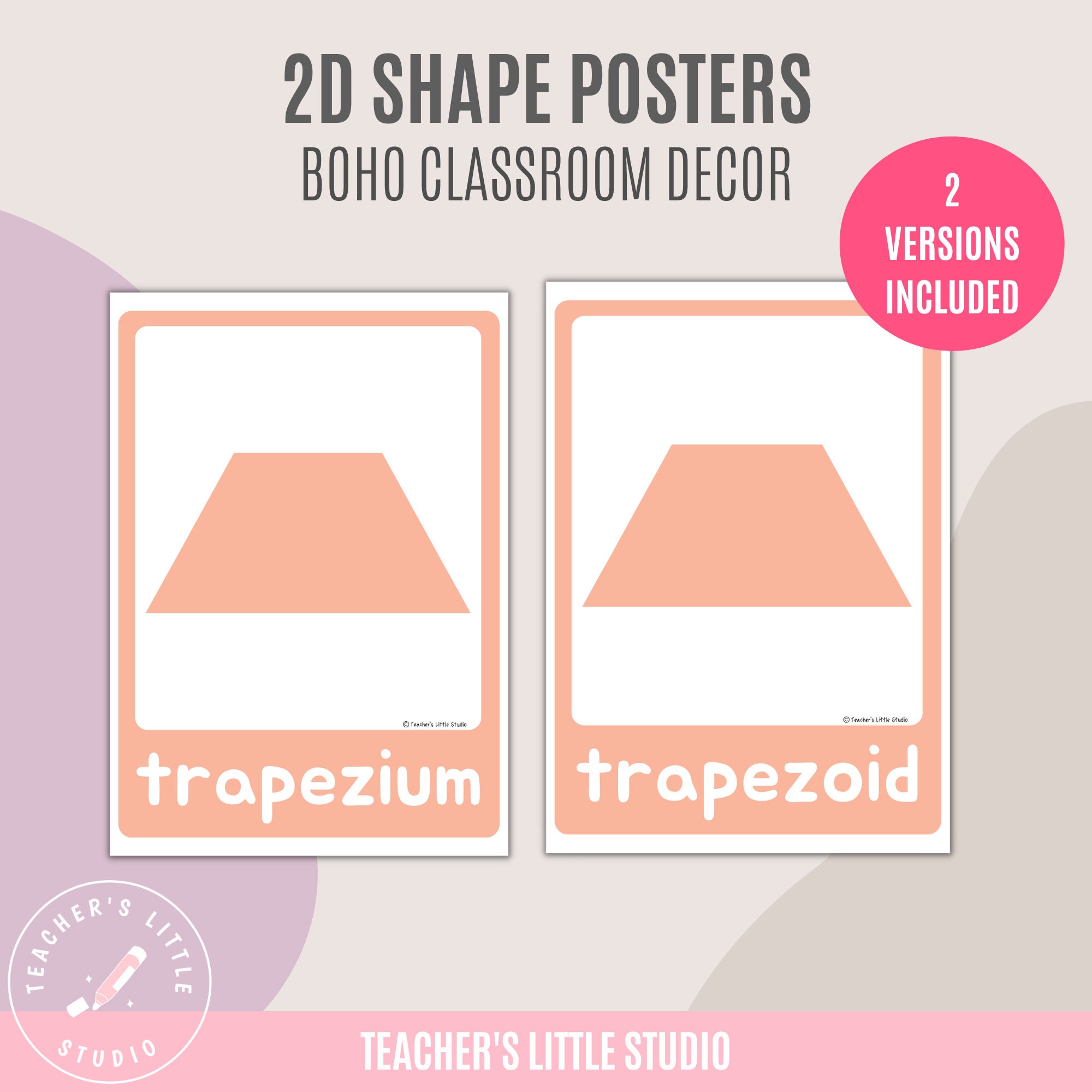 2D Shapes Poster Set | Boho Classroom Decor | Printable Shape Posters ...