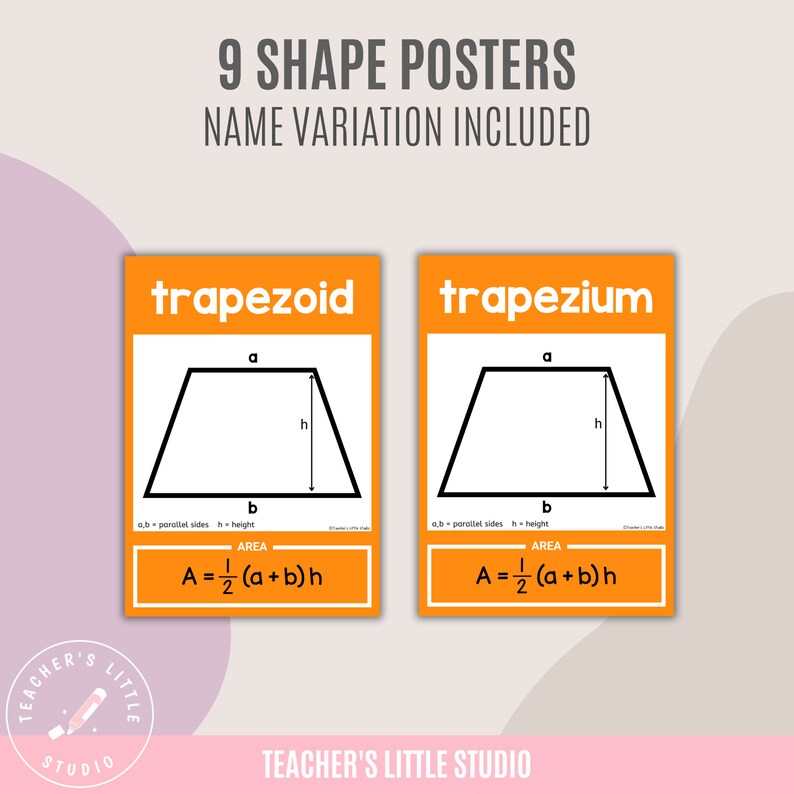 Area Formula Posters Set of 9 Posters Geometry Posters Math Resources ...