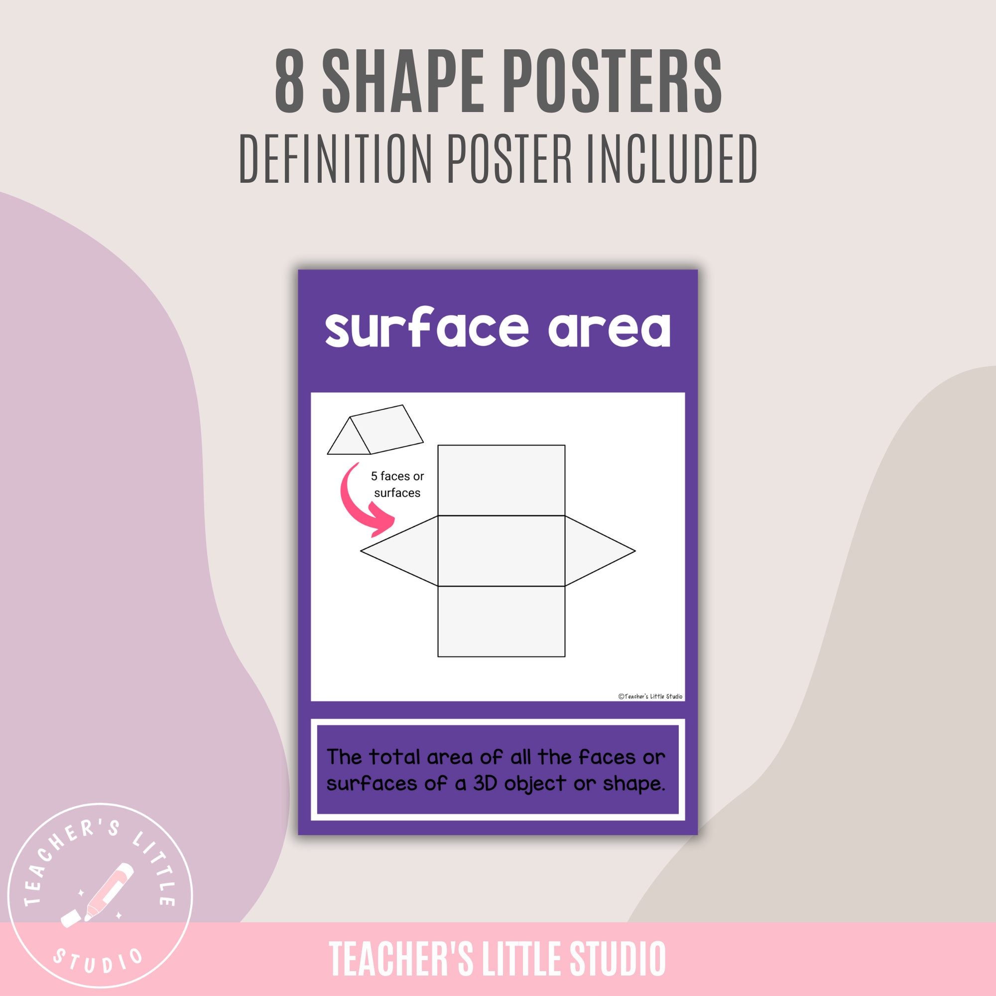 Surface Area Formula Posters Set of 8 Posters Geometry Posters Math ...
