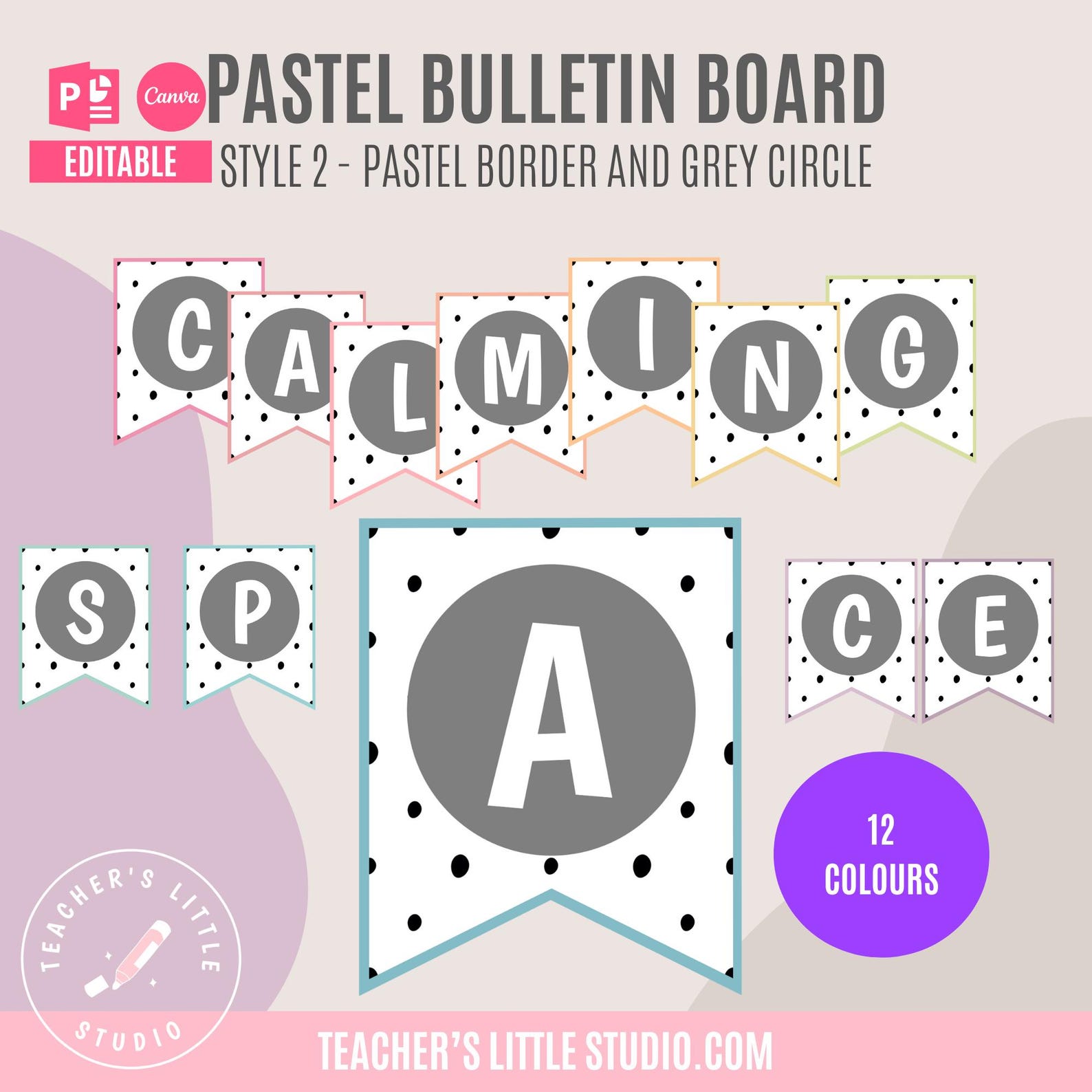 Bulletin Board Banner | Pastel Bunting Class Banner | Pastel Dotty ...