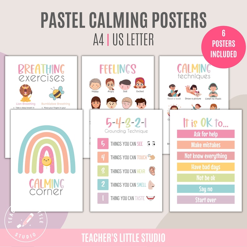 6 Calming Posters Educational Printables Calming Corner - Etsy
