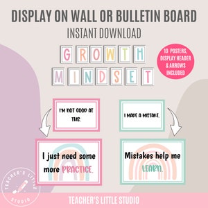 Growth Mindset Posters | Pastel Rainbow Theme | Classroom Decor ...