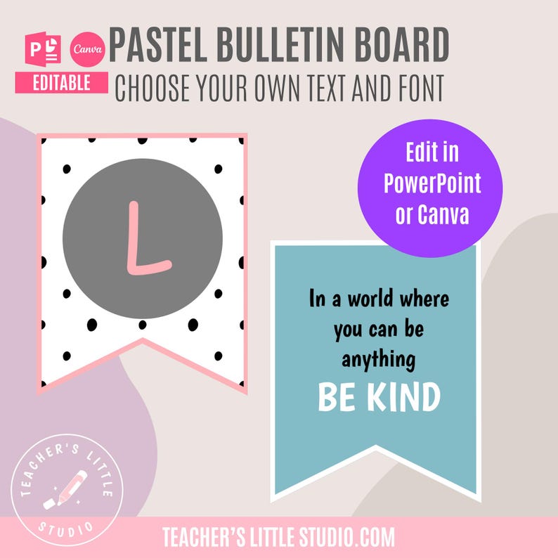 Bulletin Board Banner | Pastel Bunting Class Banner | Pastel Dotty ...