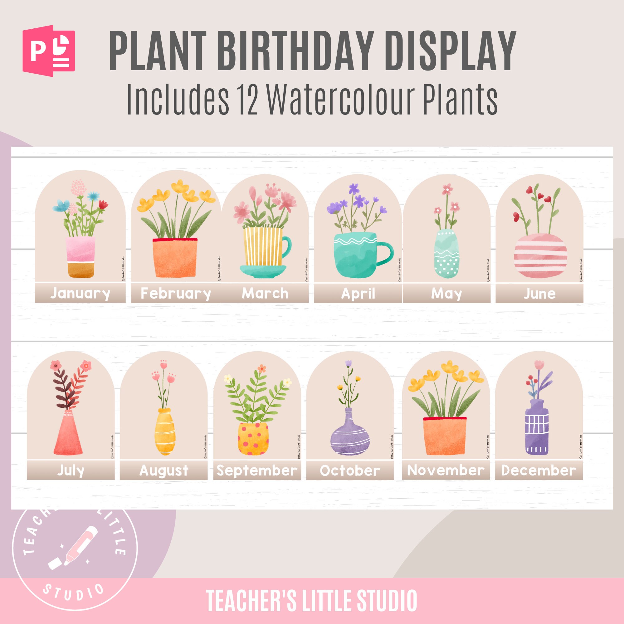 Watercolour Plant Birthday Display Classroom Birthday Bulletin Board ...