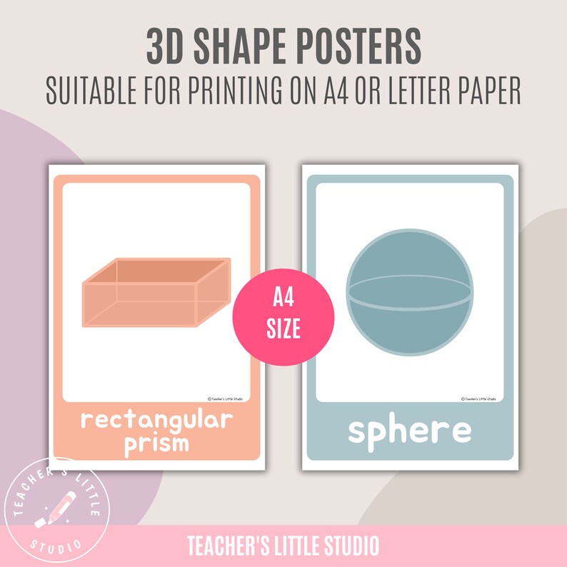 3D Shapes Poster Set 3D Objects Boho Classroom Decor - Etsy
