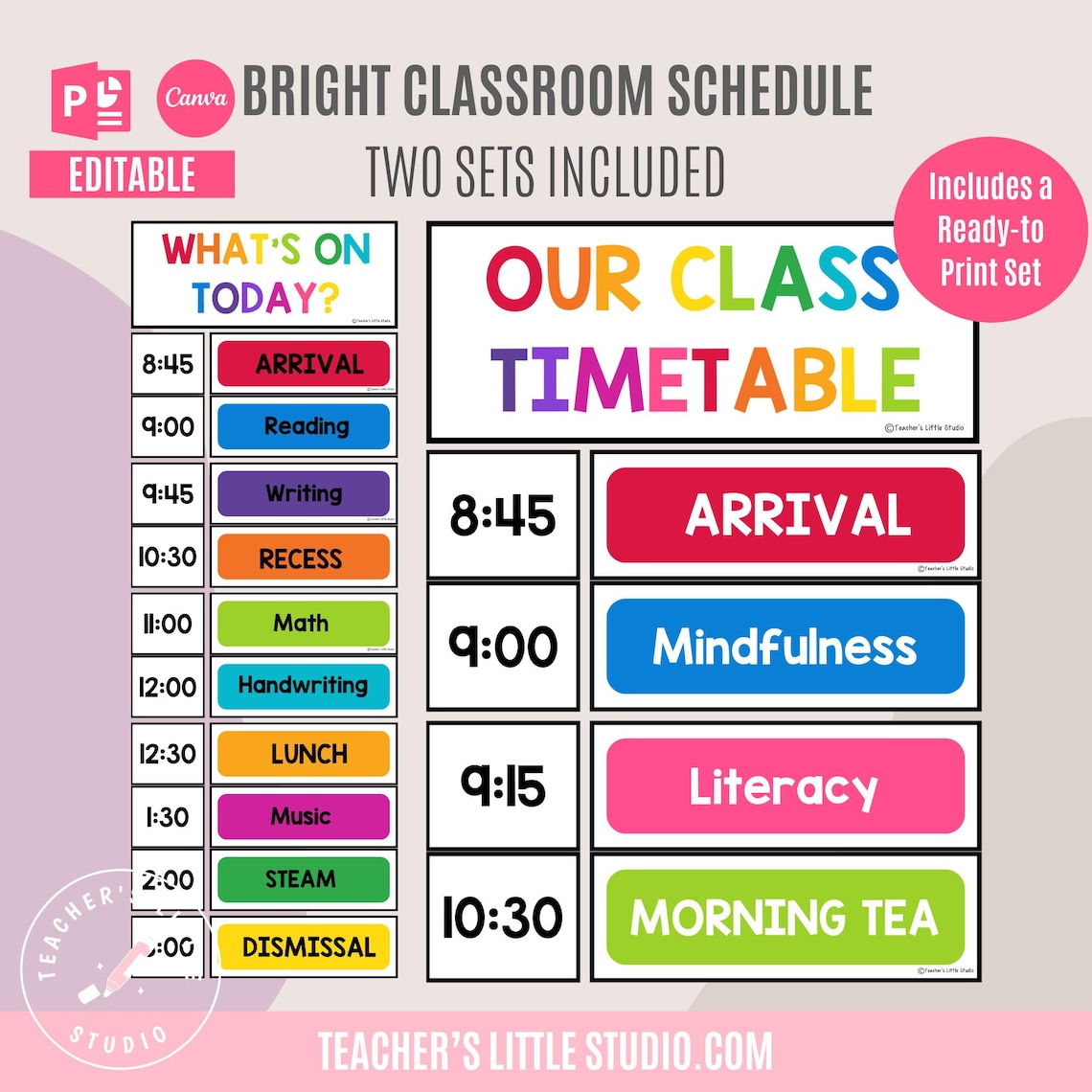 Bright Class Schedule | Editable in Powerpoint and Canva | Ready-to ...