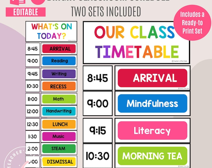 EDITABLE Daily Schedule Cards, Editable Classroom Schedule, Daily ...