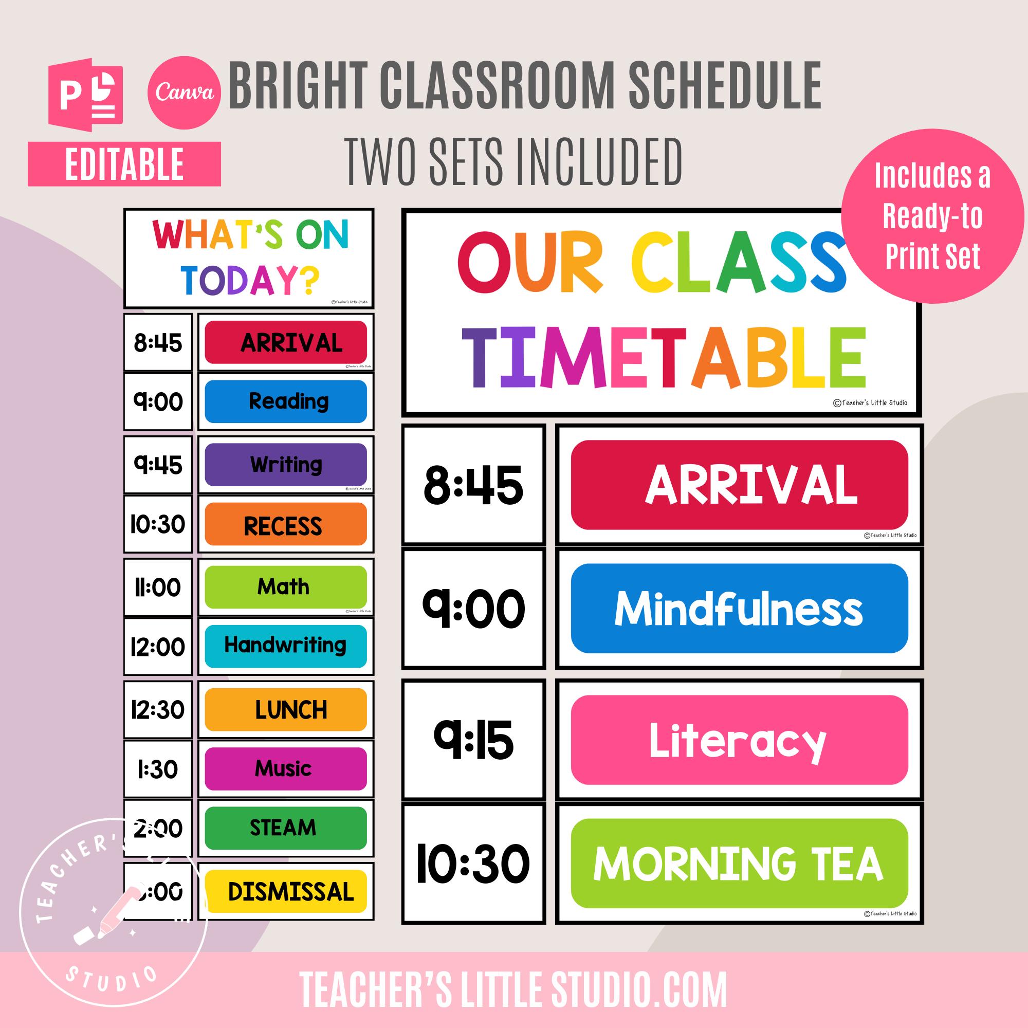 Bright Class Schedule | Editable in Powerpoint and Canva | Ready-to ...