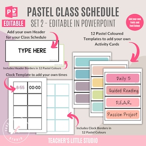 Pastel Class Schedule | Editable Powerpoint Schedule Cards Ready-to ...