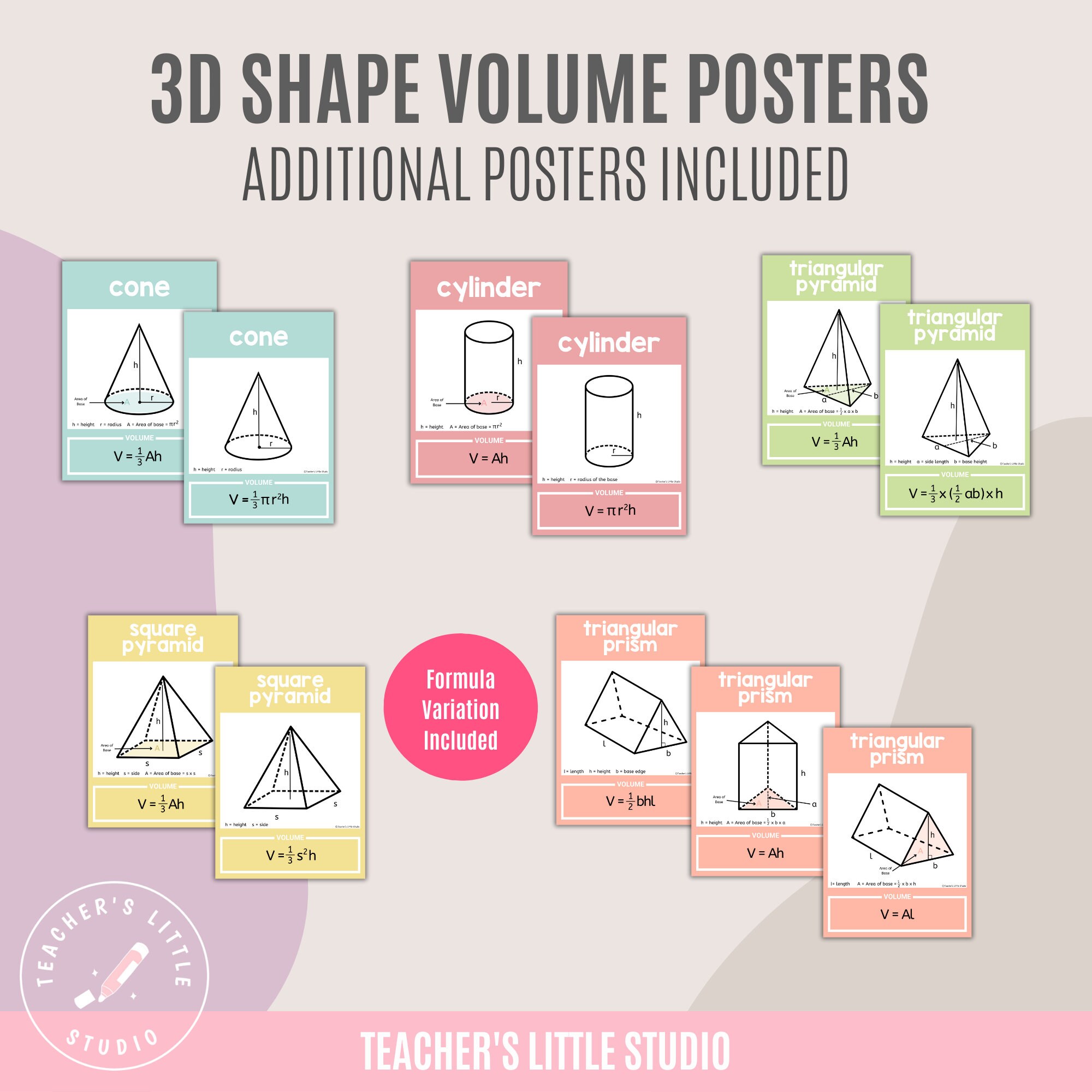 3D Shape Poster Bundle 2 Pack Shape Poster Sets With - Etsy