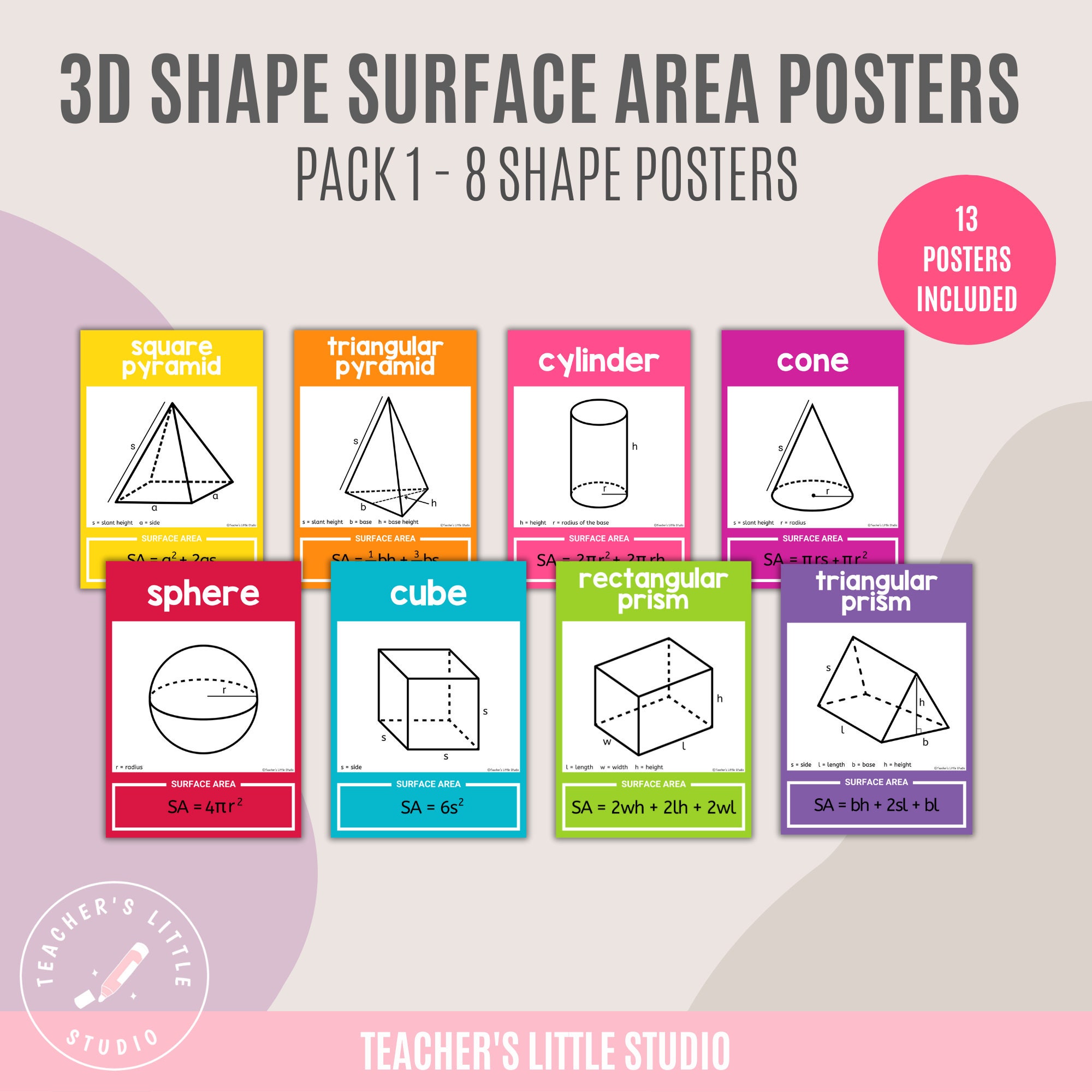 3D Shape Poster Bundle 2 Pack Shape Poster Sets With - Etsy