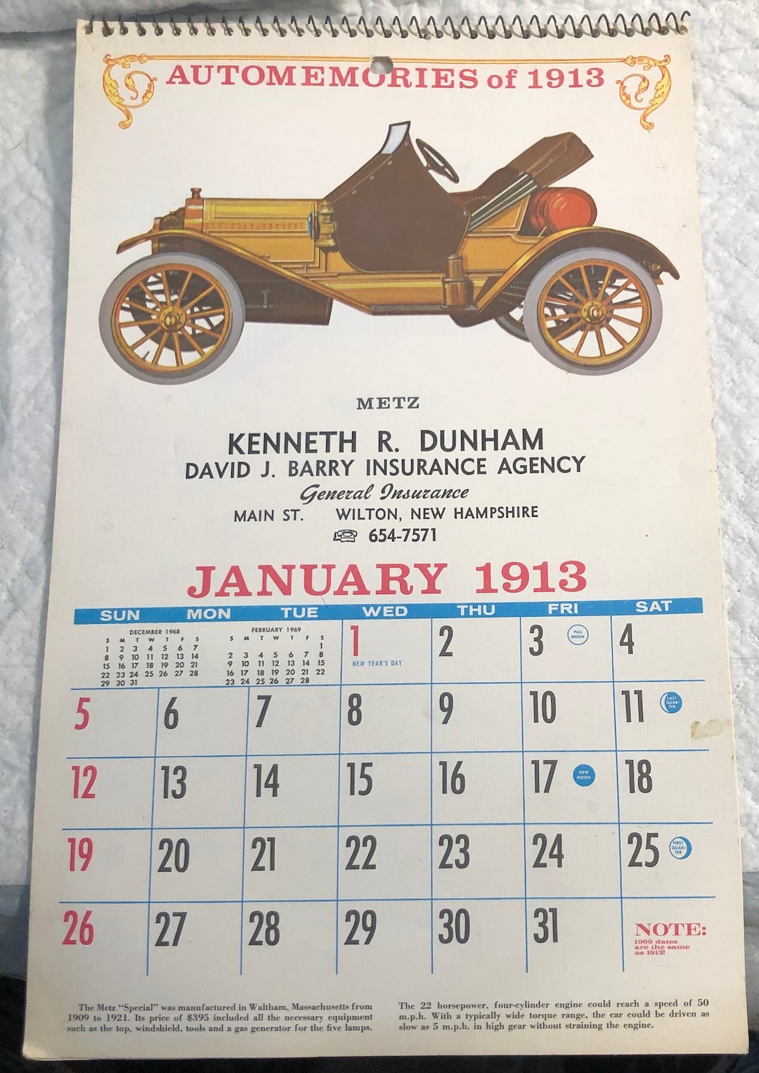 1913 Automobile Calender Insurance Advertising - Etsy
