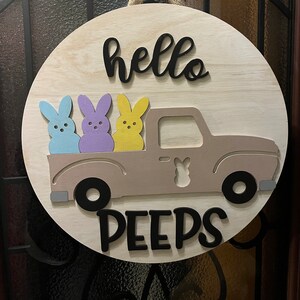 Hello Peeps 18 Inch Easter Door Sign - Etsy