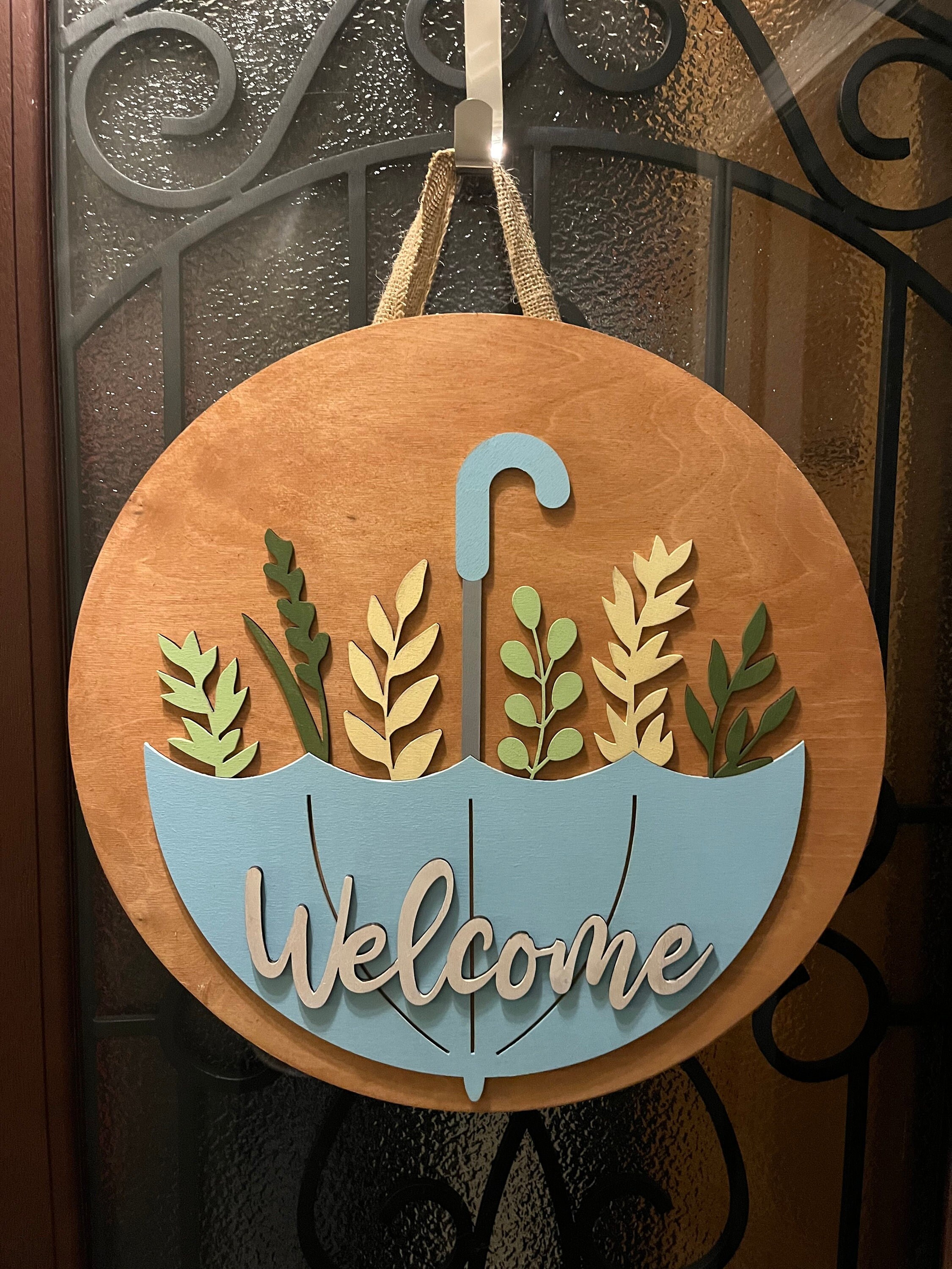 Spring Upside Down Umbrella With Plants 18 Inch Door Sign - Etsy