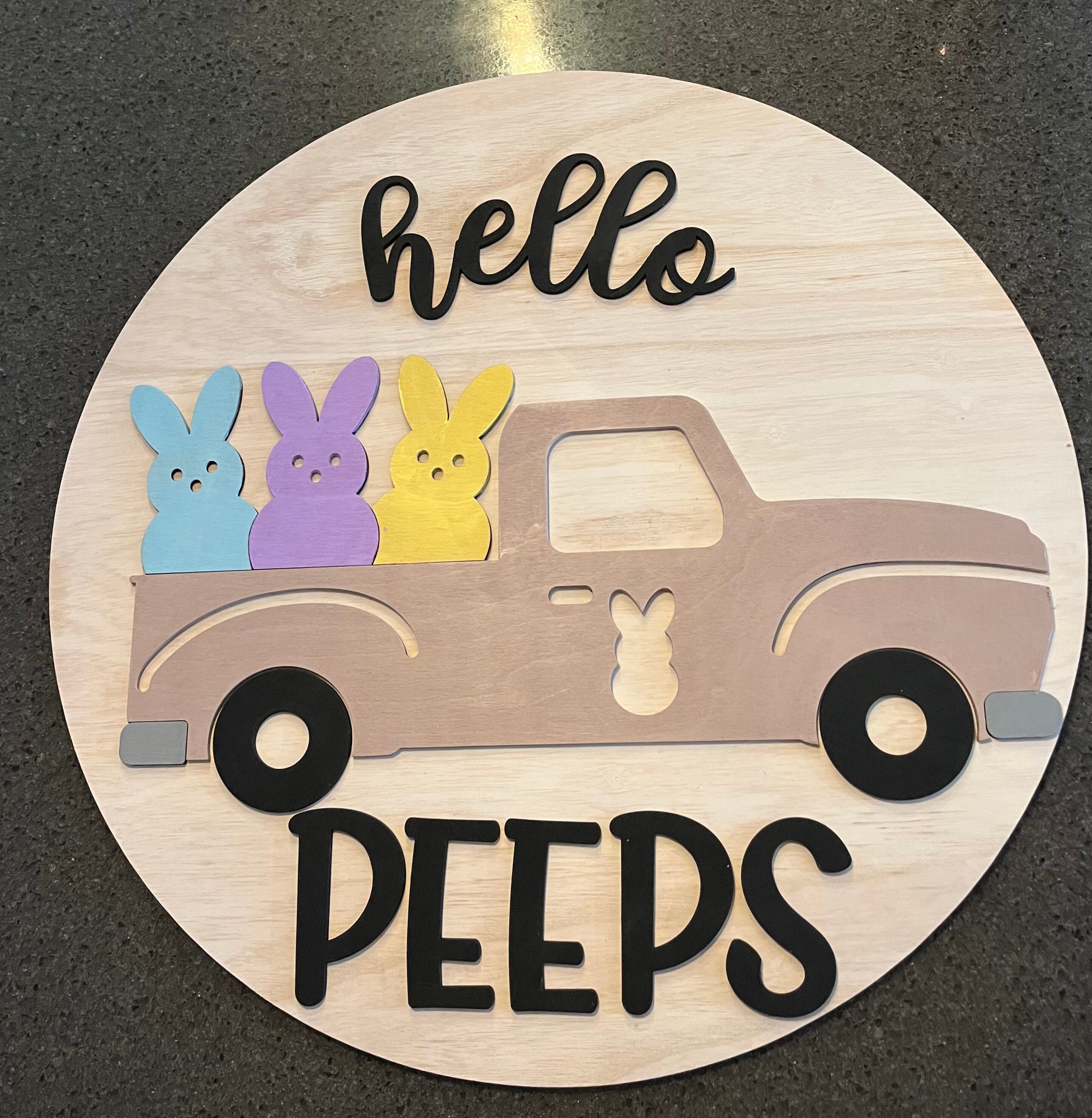 Hello Peeps 18 Inch Easter Door Sign - Etsy