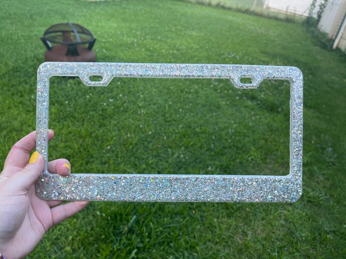 Silver Holographic License Plate Frame Glittery License | Etsy