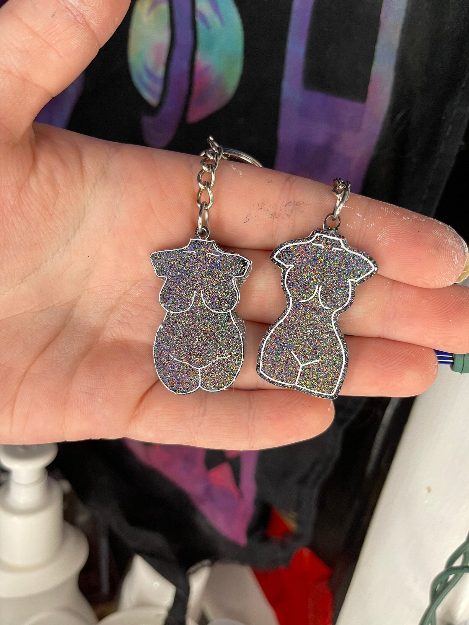 Body positive keychains Holographic women keychain Love - Etsy