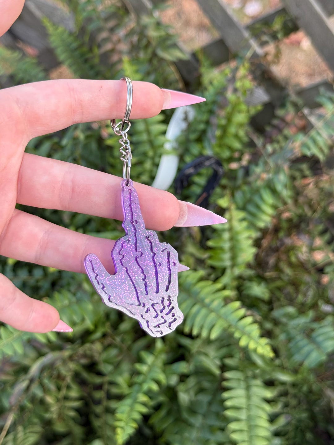 Middle Finger Skeleton Keychain | Funny Keychain | Sparkly Keychain ...