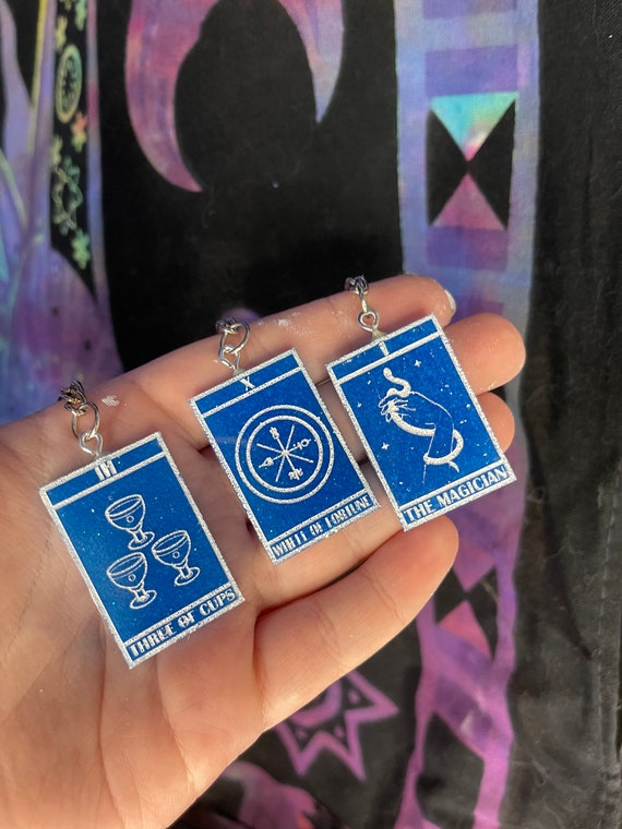 Tarot Card Keychains Wheel of Fortune Keychain Three of - Etsy
