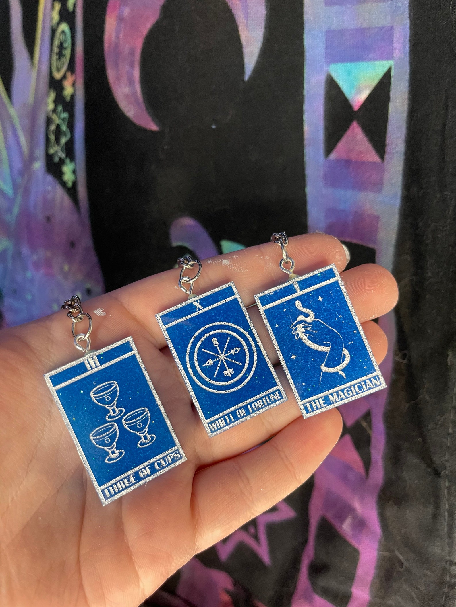 Tarot card Keychains wheel of fortune keychain three of | Etsy