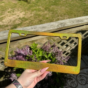 Gold Holographic License Plate Frame | Holographic License Plate Cover ...