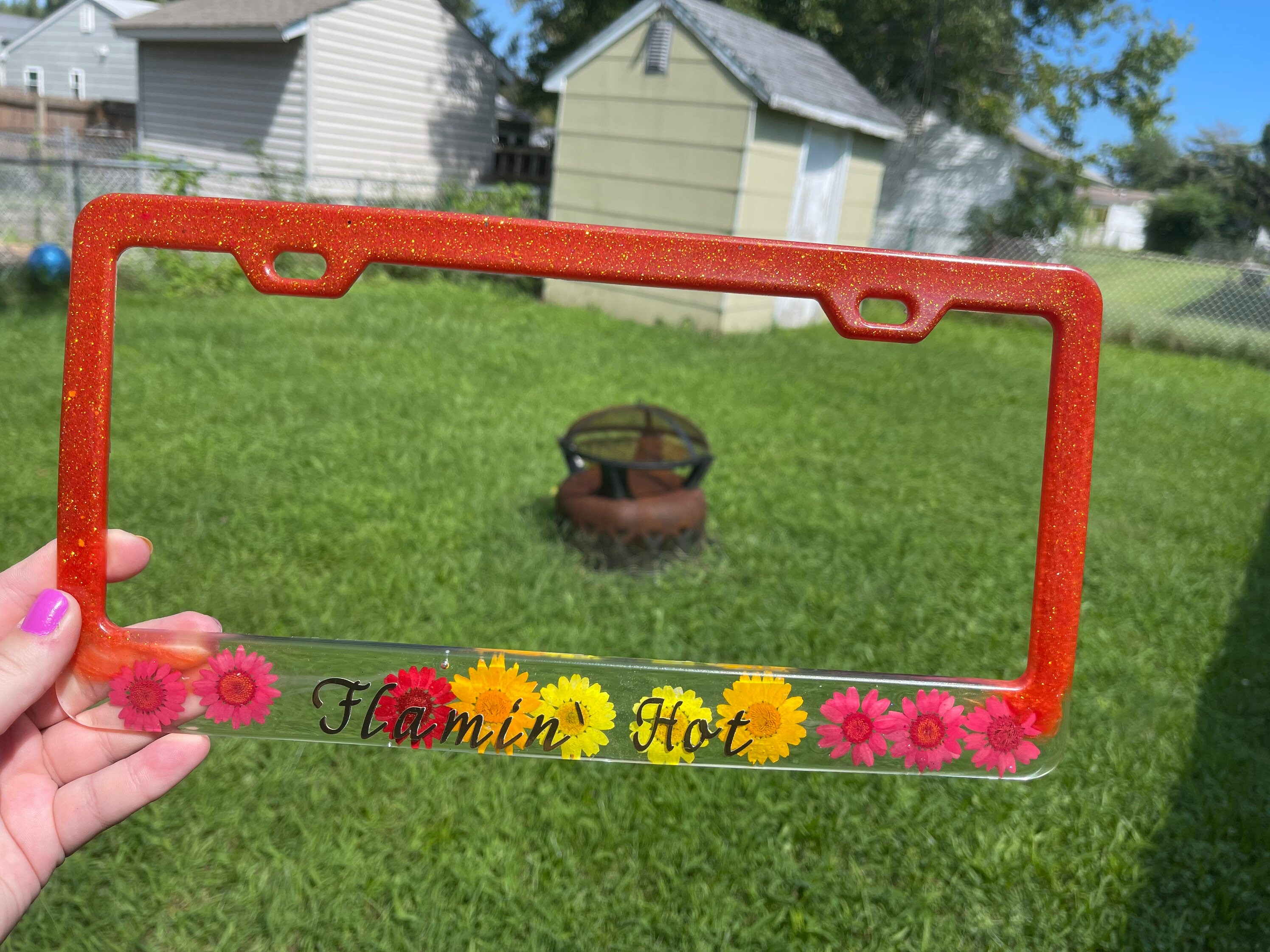 Floral License Plate Frame L Hot License Plate Frame | Hot Girl License ...